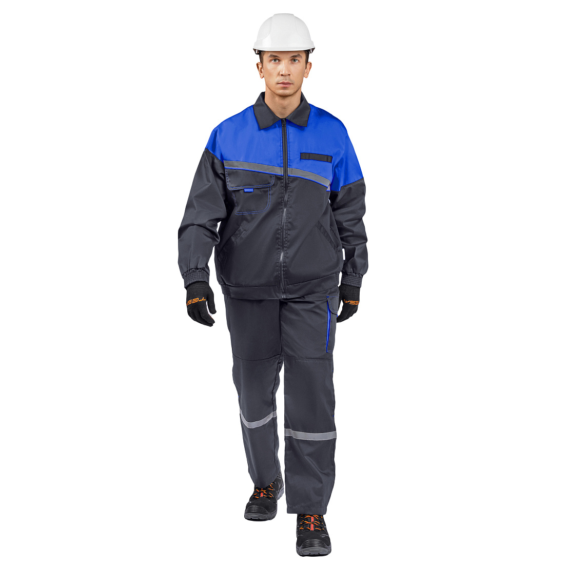 Костюм ЕНИСЕЙ (куртка/брюки) т-серый/василек, тк.смесовая, муж. купить ...